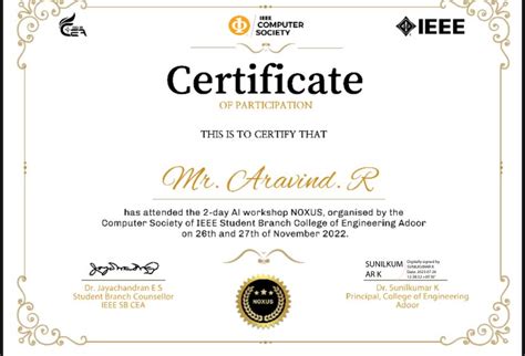 Successfully Completed 2 Day Ai Workshop Noxus‼️ Aravind R