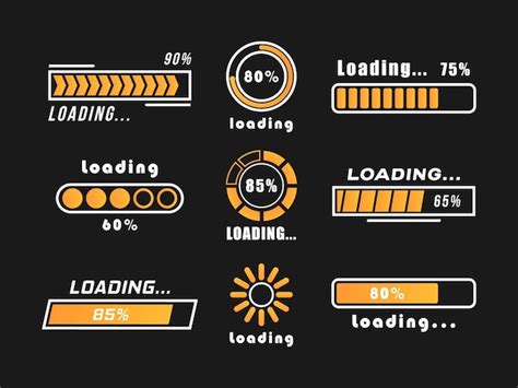 Premium Vector Loading Bar Progress Icons Isolated On Black