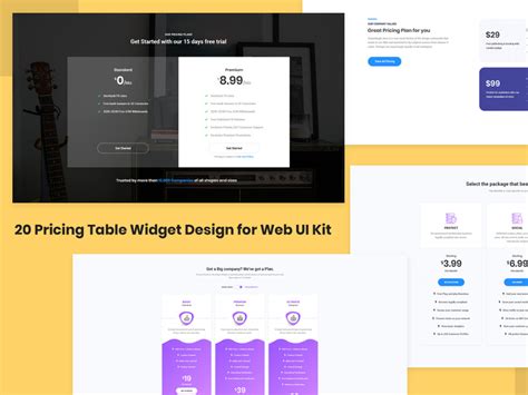Pricing Table Widget Design For Web Ui Kit By Djagan Epicpxls
