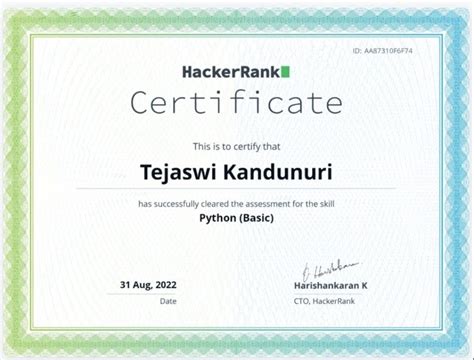 Tejaswi Kandunuri On Linkedin Python Hackerrank