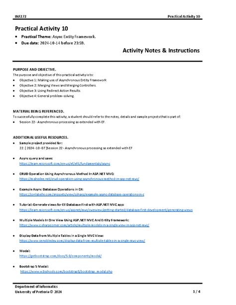 Inf272 Practical 10 Async Ef Department Of Informatics Practical Activity 10 Practical Theme