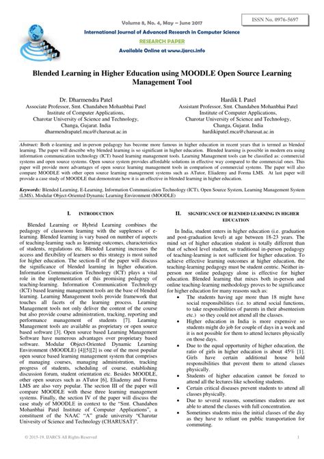 Pdf Blended Learning In Higher Education Using Moodle Open Source