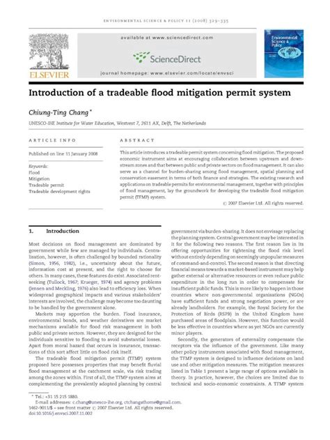 Pdf Introduction Of A Tradeable Flood Mitigation Permit System Dokumen Tips