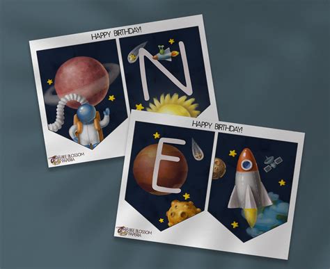 Galaxy Printable High Chair Flag Banner 1st Birthday Planet Bunting