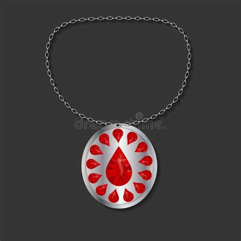 Vintage Silver Brooch With Rubies Stock Vector Illustration Of Luxury