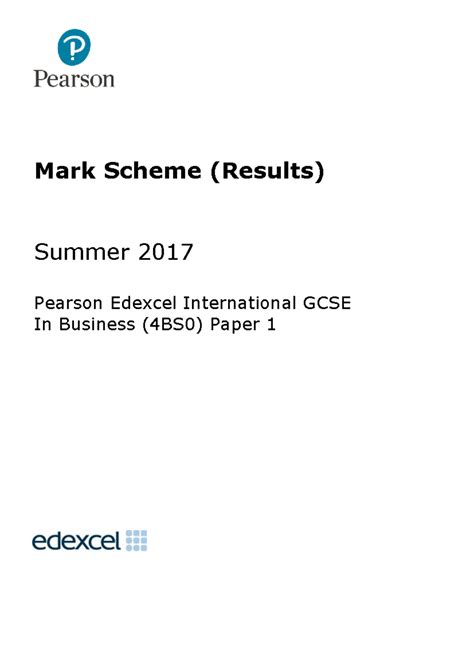 Igsce Business Edexcel Paper 1 Summer 2017 Mark Scheme Mark Scheme Igsce Business Edexcel Paper 1 Summer 2017 Mark Scheme Mark Scheme