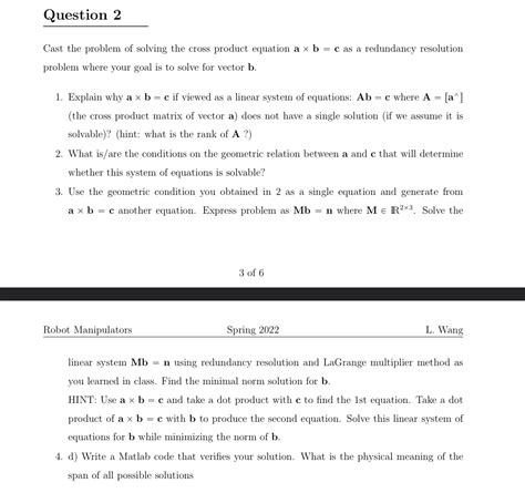 Solved Question 2Cast The Problem Of Solving The Cross Chegg Com