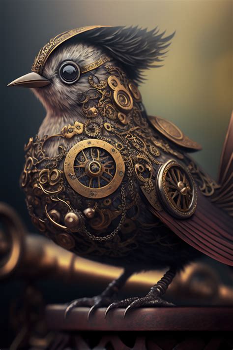 Steampunk Collection Finch Print Ready Image Size 6000 6000 Pixels 300 Dpi 20 20 Inches