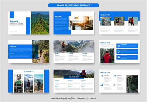 現代の旅行と観光のpowerpointプレゼンテーションテンプレートデザイン プレミアムベクター