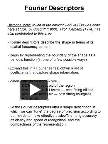 PPT Fourier Descriptors PowerPoint Presentation Free To View Id F D ZDc Z