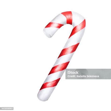 수채화 크리스마스 사탕 지팡이 그림입니다 새해 손으로 그림을 그리는 롤리팝은 하얀 배경에 분리되어 있다 디자이너 음식 장식 메뉴 상점 엽서 포장지 표지 포스터 및 직물용