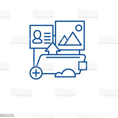 데이터 폴더 라인 아이콘 개념입니다 데이터 폴더 평면 벡터 기호 기호 개요 그림 3차원 형태에 대한 스톡 벡터 아트 및 기타 이미지 3차원 형태 개념 개체 그룹