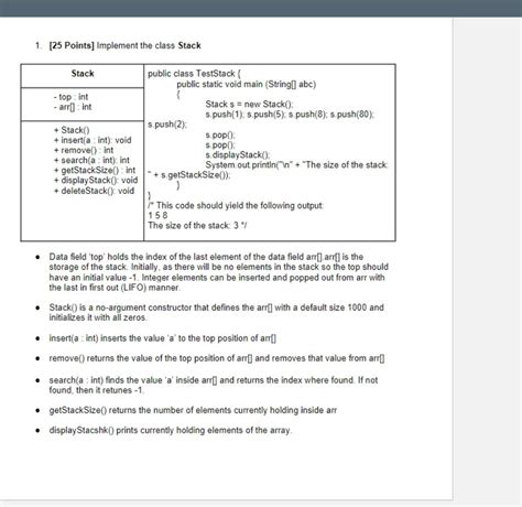 Solved 1 25 Points Implement The Class Stack Stack
