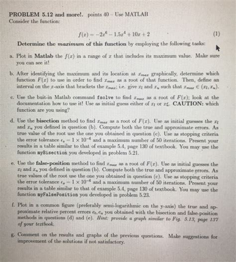 Need The Matlab Code For This Problem Chegg