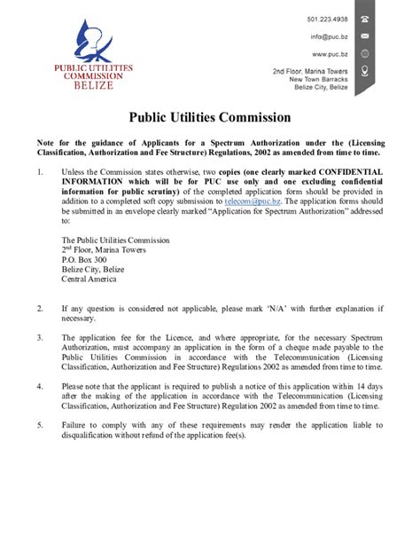 Fillable Online Puc Application Form Frequency Authorization Fax