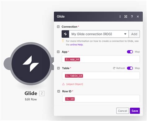 Glide Edit Row Module In With Mapped App And Tables Ask For