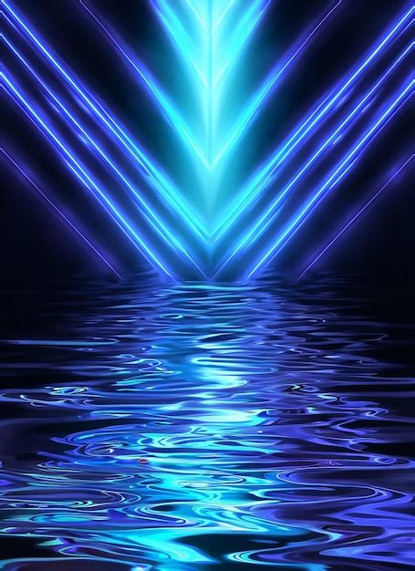 Premium Photo Abstract Dark Futuristic Background Blue Neon Light