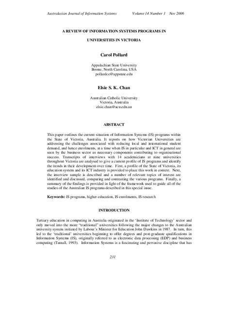 Pdf A Review Of Information Systems Programs In