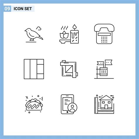 9 Thematic Vector Outlines And Editable Symbols Of Designing Tool Crop