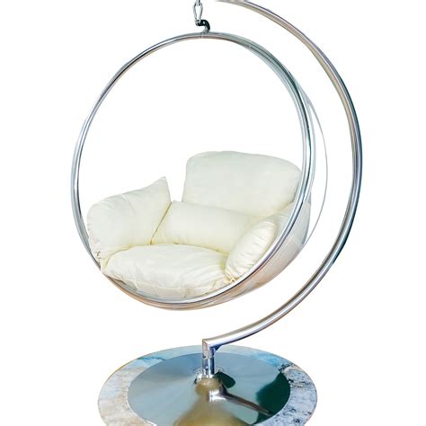 Chrome Acrylic Bubble Swing Chair With Stand Cushion Chrome Or Silver