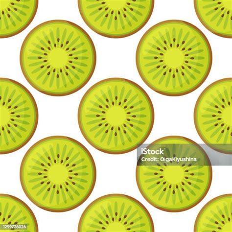 흰색 배경에 만화 키위와 키위 슬라이스 귀여운 패턴 주방 직물 포장지 인사말 카드 및 파티 초대장 등의 패턴과 같이 사용할 수 있습니다 벡터 일러스트레이션 0명에 대한 스톡