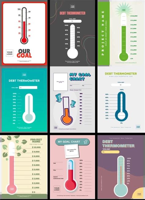 Free Thermometer Goal Tracker Templates