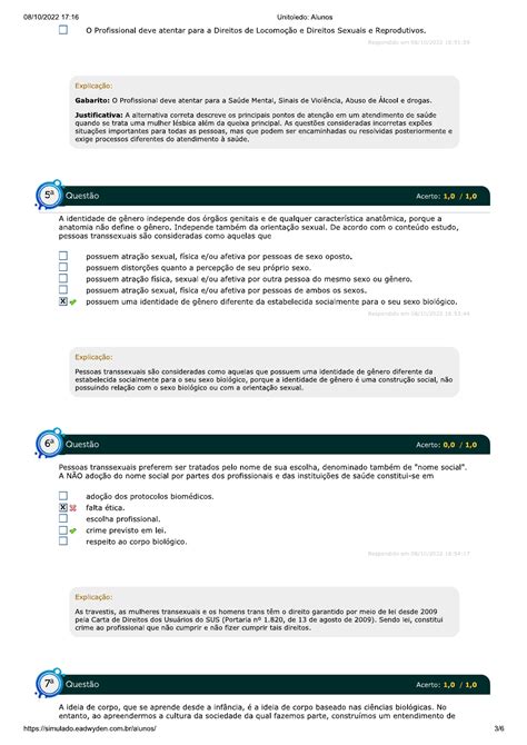 simulado de sexo e gênero disciplina digital Sexo corpo e Genero