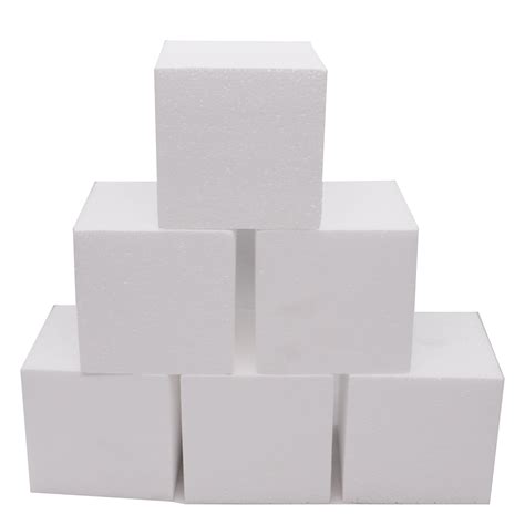 6 Pack Square Foam Blocks 4x4x4in Polystyrene Bricks Foam Cubes For Craft Arts