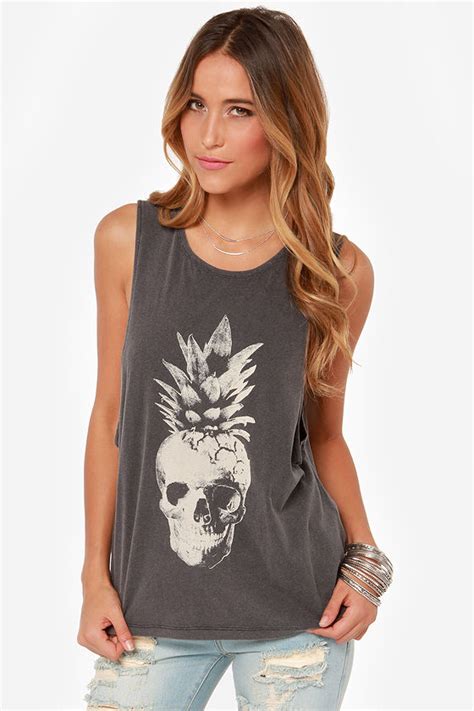 Volcom Skulltown Tee Tank Top Muscle Tee 3200 Lulus