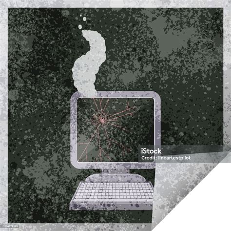 깨진 컴퓨터 그래픽 사각형 스티커 깨짐에 대한 스톡 벡터 아트 및 기타 이미지 깨짐 드로잉 만화 Istock