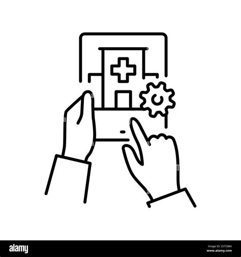 Hospital Management System Line Icon Vector Isolated Element Editable Stroke Stock Vector