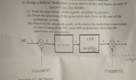B Design A Dsb Sc Modulator System Shown In The