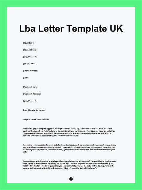 Lba Letter Template Uk