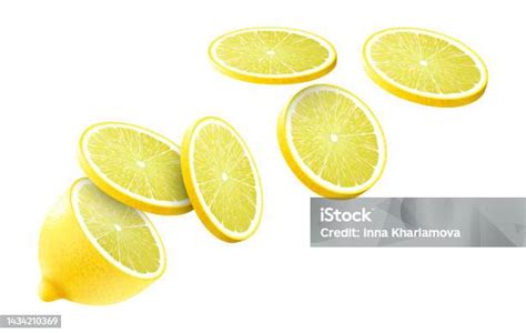 반 레몬과 플라잉 레몬 조각은 흰색 배경에 고립되어 있습니다 제품 광고를위한 현실적인 3d 벡터 일러스트 레이 션 레몬에 대한 스톡 벡터 아트 및 기타 이미지 Istock