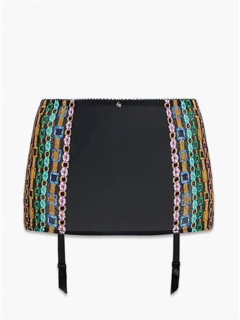 Chained In Lace Garter Skirt In Black And Multi Savage X Fenty