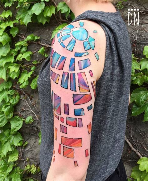 Freehand Stained Glass Tattoo Inspired By A Church In Stained Glass