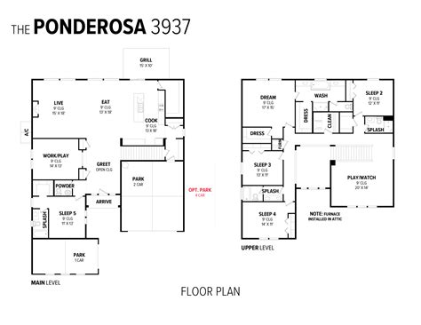 Ponderosa 3937 Floor Plan 5 Bed New Home Cbh Homes