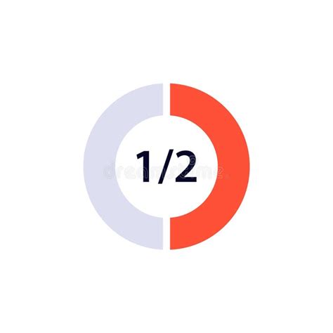 Half Circle Diagram With Blue White And Orange Segments Showing Fraction Stock Illustration