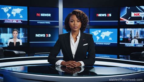 Confident Black News Anchor Studio Stable Diffusion Online