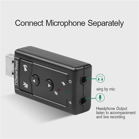 New Virtual Channel Sound Card External Usb Audio Mic Speaker Adapter Microphone Stereo