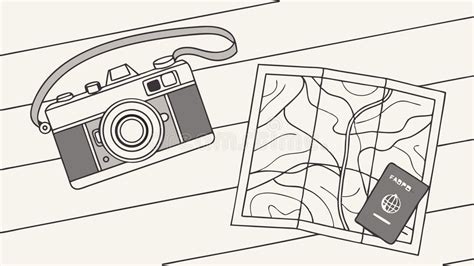 Camera Map Compass Travel Gear Essentials Vector Design Generative Ai Stock Vector