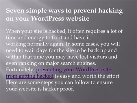 PPT HOW TO PROTECT YOUR WORDPRESS WEBSITE FROM HACKERS PowerPoint Presentation ID
