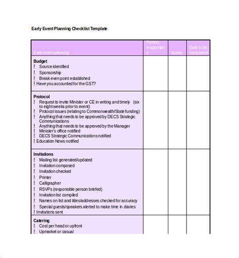 23 Event Checklist Templates Word PDF Google Docs
