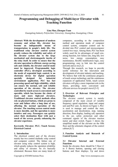 Pdf Programming And Debugging Of Multi Layer Elevator With Teaching