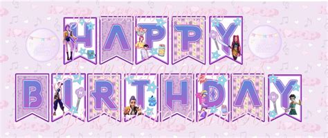 K Pop Demon Hunters Happy Birthday Banner Printable Party Decoration