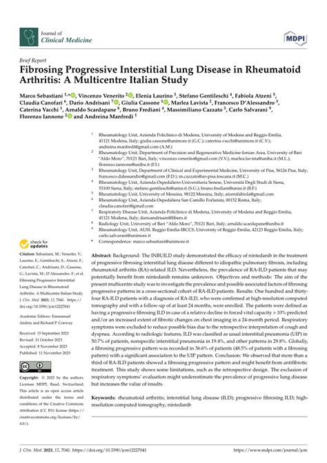Pdf Fibrosing Progressive Interstitial Lung Disease In Rheumatoid Arthritis A Multicentre