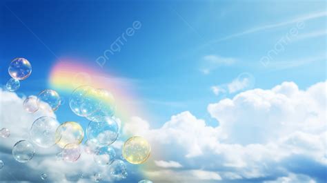무지개와 하늘의 거품 무지개와 상쾌한 푸른 하늘 배경 이미지 소재 구름과 거품 이자형 배경 일러스트 및 사진 무료 다운로드 Pngtree