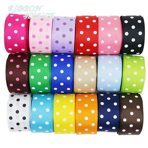 10 Yards Roll Kartun Polka Titik Dicetak Grosgrain Reben Siri Comel Ribbon Pakaian Hiasan