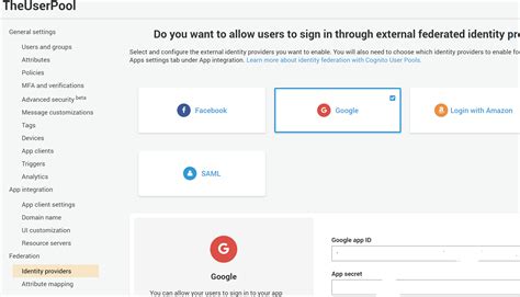 Amazon Web Services Can I Setup Aws Cognito User Pool Identity Providers With Cloudformation