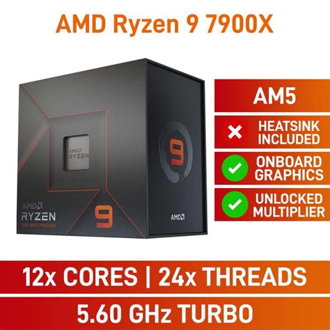 Amd Ryzen 9 7900x 12 Core Cpu With Smt No Cooler Unlocked Multiplier